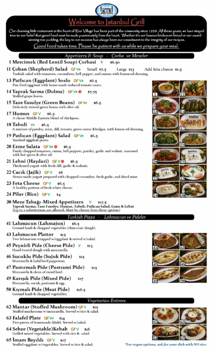 Menu - Istanbul Grill -Turkish Food in Houston